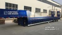 China Blue Color Hydraulic Flat Bed Semi Trailer Truck 3 Axles 80t Normal Suspension for sale