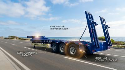 China Hydraulic Flatbed Semi Trailer 3 Axles 80 Tons 17m Platform for Construction Equipment Transport for sale