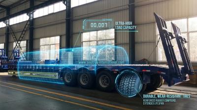 China 80 Ton 3-Axle Low-Bed Semi Trailer 17m Length for Construction Equipment Transport for sale