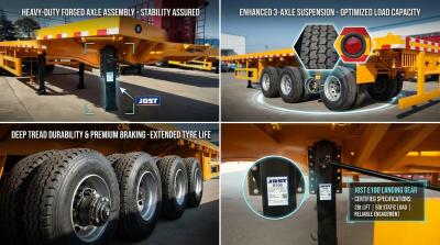 China Container Carrying Flat Bed Semi Trailer Truck With 3 Axles 30-60 Tons 13m for sale