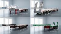 China 75 Tons 17m Lowbed Semi Trailer Truck , Tri - Axle Semi Flatbed Trailers for sale