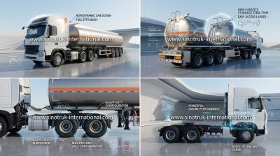 China HOWO A7 Tri-Axle Diesel Tanker Semi Trailer Truck 50-80 Tons Capacity 50000L 65000kg GVW for sale