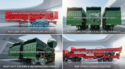 China CIMC SIONOTRUK Dropside Semi Trailer Truck 3 Axles 30-60 Tons 13-16m Heavy Duty Logistics Transport for sale