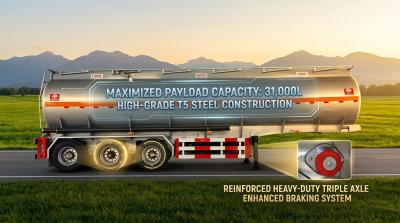 China 60 CBM Oil Tank Truck 3 Axles Semi Flatbed Trailers For Oil Fuel Transport for sale