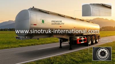 China SINOTRUK Mn Steel 60 Cfm Oil Tank Semi Flatbed Trailers For Oil Fuel Transport for sale