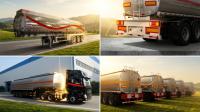 China Oil Carrying Semi Trailer Truck , 55 Tons 60cbm Mn Steel Oil Tanker Truck for sale