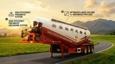 China SINOTRUK Powder Material Tank Trailer Truck 55000L Capacity with Weichai Engine and Normal Suspension for sale