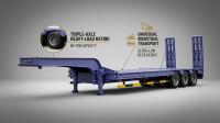 China Low-bed Semi Trailer Truck 3 Axles 60Tons 15m for carrying construction machine for sale