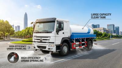 China SINOTRUK HOWO Construction Water Tank Truck 10CBM With 360 Degree Rotation Giant for sale