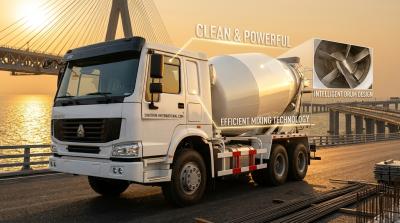 China 10CBM Trailer Mounted Concrete Mixer , RHD 10 Wheels Concrete Mixer Pump Truck for sale