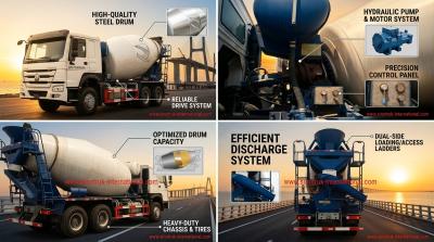 China ZZ5257GJBM3841W Mobile Concrete Mixer Truck 10CBM WD615.87 290HP Engine for sale