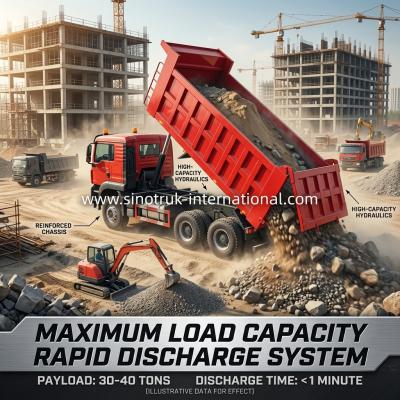 China High Efficiency 6×4 HOWO TX Tipper Truck | Red Body, 400HP Engine, 20CBM Container, 60 Tons Heavy-Duty Transport for sale