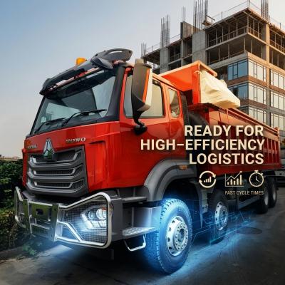 China Super Bearing HOWO 8×4 Red Tipper | 371HP Strong Power, 27CBM Large Capacity, 80–100T Heavy-Duty Transport for sale