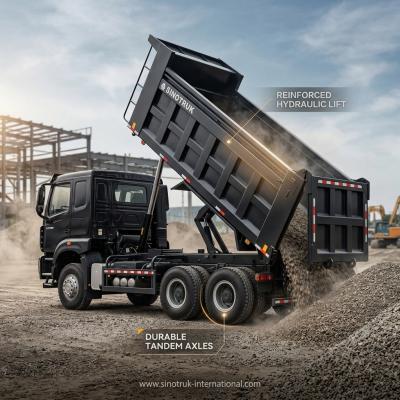 China HOWO NX 380HP RHD Black Tipper Dump Truck With Tarpaulin Flap for sale