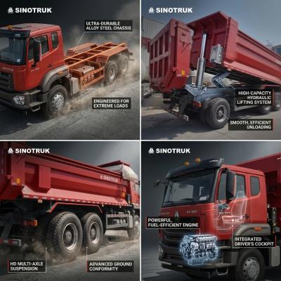 China Sinotruk Hohan New Howo Tipper Dump Truck N7 8 × 4 12 Wheels 380Hp Lhd Or Rhd With Tarpaulin U Type Container for sale