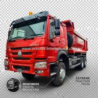 China LHD 6×6 10wheels ZZ3257V4357B1R 380HP Red All-drive HOWO Tipper Truck High Horsepower Lowfuel Consumption for sale