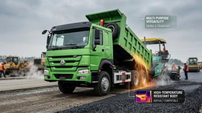 China Green Color Chassis 371HP Tipper Dump Truck 12 Wheels LHD 60 - 70 Tons 28CBM for sale