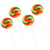 China OEM Custom Halal Round Rainbow Lollipop Swirl Twist Shape Sweets Fruity Flavor for sale