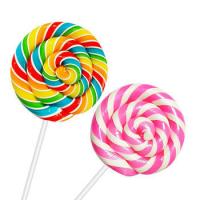 China OEM Custom Halal Round Rainbow Lollipop Swirl Twist Shape Sweets Fruity Flavor for sale
