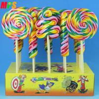 China Handmade Twist Lollipop Candy Rainbow Sweet Fruit Flat Big Swirl Lollipops Custom for sale
