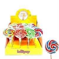 China Handmade Twist Lollipop Candy Rainbow Sweet Fruit Flat Big Swirl Lollipops Custom for sale