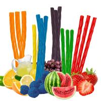 China Fruity Flavored Sour Patch Candy Custom Strawberry Sour Straws Jam Filled Twist Packaged In Bags for sale
