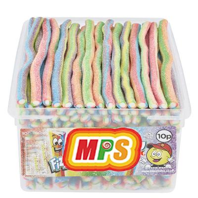 China Ribbon Line Sweet Sour Rainbow Straws Coated Long Gummy Candy for sale