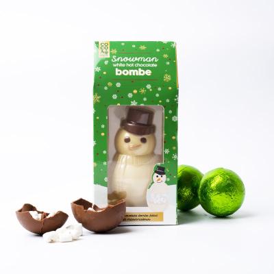 China Cartoon Snowman Shape Chocolate Coated Marshmallow Candy With Hot Chocolate Bomb for sale