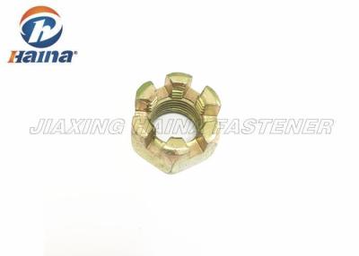 China Hex Slotted / Hex Head Nuts Metric Thread Zinc Plated , Hex Castle Nut Coarse Thread DIN 935 for sale