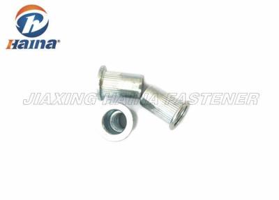 China carbon steel Blue Zinc Plated M10 Flat Head Knurled Blind Rivets Nut for sale