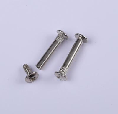 China Chicago Flat Head Steel Cross Lock Screw Knocking Splint Nut Combination Connection Furniture Lock Nail with Knurled Belt Pad for sale