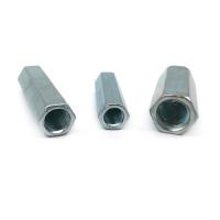 China DIN6334 Carbon Steel White Zinc Plated Polish Surface Hex Coupling Nut for sale