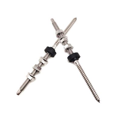 China SS304 SS316 Solar Hook Hanger Bolt With Hex Flange Nut And EPDM Washer for sale