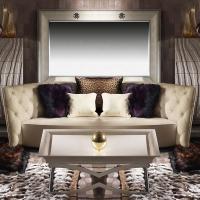 China OEM Luxury Living Room Furniture Sets Solid Wood Base Matted Leather Hollow Back Two Seat Sofa for sale