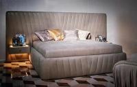 China Contemporary Modern Bedroom Furniture Sets Solid Wood Inner Frame Matte Fabric Bed for sale