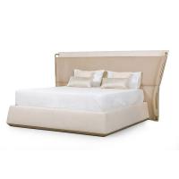 China Italian Modern Bedroom Furniture Sets Solid Wood Frame Comfortable Upholstered Bed for sale