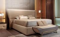 China Italian Modern Bedroom Furniture Sets Solid Wood Frame Comfortable Upholstered Bed for sale