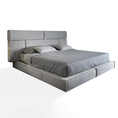 China Upholstered Deluxe Double King Size Bed Modern Luxury Bedroom Furniture for sale
