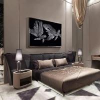 China Italian Style Fabric Solid Wood King Size Bed Durable For Bedroom Furniture for sale