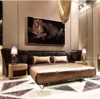 China Italian Style Fabric Solid Wood King Size Bed Durable For Bedroom Furniture for sale