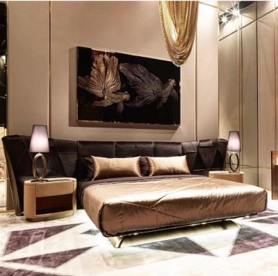 China Italian Style Fabric Solid Wood King Size Bed Durable For Bedroom Furniture for sale