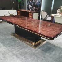 China Custom Burl Piano Lacquer Modern Dining Table Luxury Dining Room Home Furniture for sale