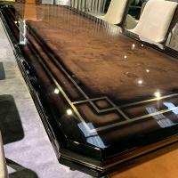 China Custom Burl Piano Lacquer Modern Dining Table Luxury Dining Room Home Furniture for sale