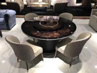 China Royal Design Round Turntable Dining Table Burl Veneer Marble Tabletop for sale