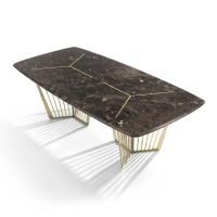 China Luxury Italian Household Marble Top Rectangular Dining Table Stainless Steel Frame for sale
