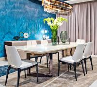 China Stainless Steel Foot Modern Marble Table Top Table Dining Room Furniture for sale