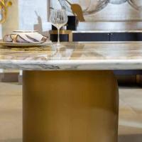 China Luxury Italian Marble Dinner Table Customized Logo Stainless Steel Leg For Home Use for sale