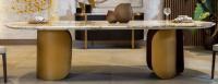 China Luxury Italian Marble Dinner Table Customized Logo Stainless Steel Leg For Home Use for sale