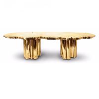 China Irregular Modern Stainless Steel Dining Table Non Foldable Dining Room Furniture for sale