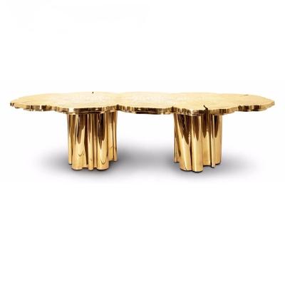 China Irregular Modern Stainless Steel Dining Table Non Foldable Dining Room Furniture for sale